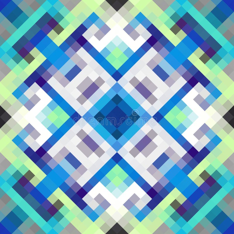 Geometric Abstract Symmetric Pattern in Pixel Art Style. Stock Vector ...