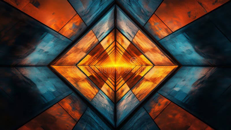 Geometric Abstract Texture Background with Orange and Blue Block ...