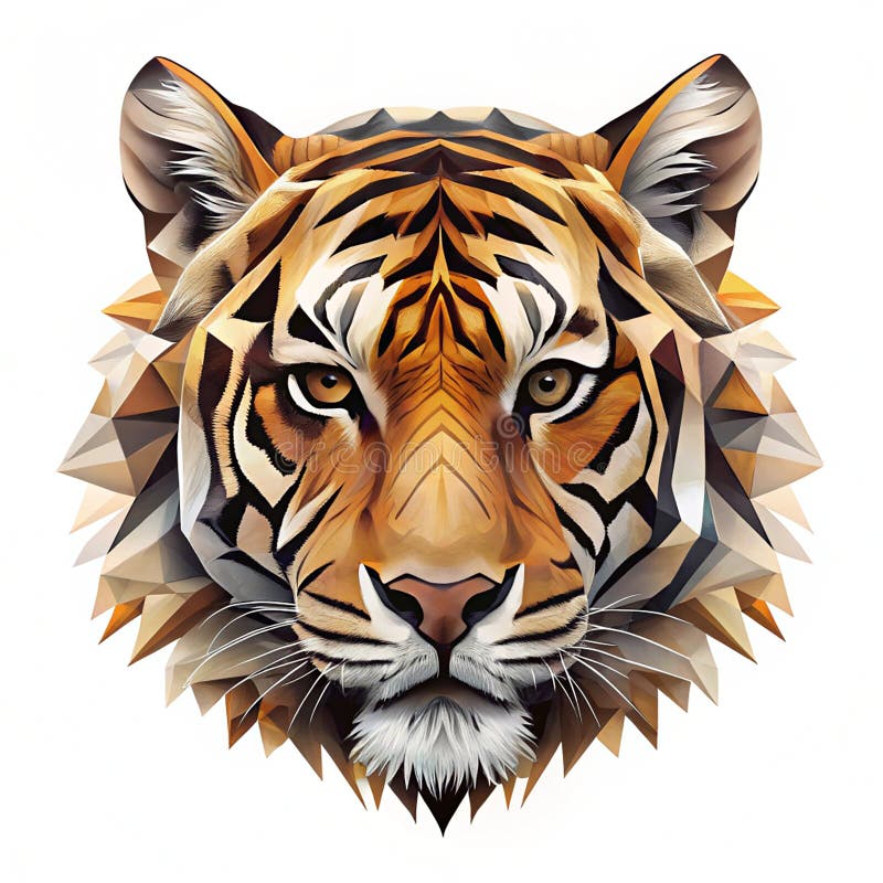 Geometric Abstract Tiger with Symmetrical Stripes Stock Illustration ...