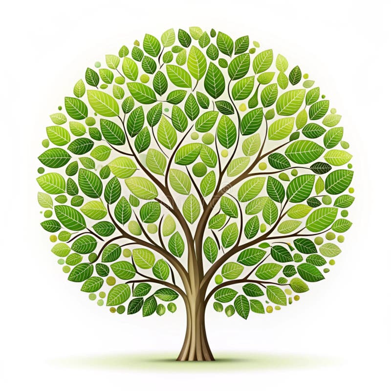 Geometric Abstract Tree with Circular Leaves Stock Illustration ...