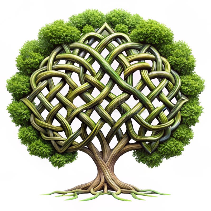 Geometric Abstract Tree with Interlocking Branches Stock Illustration ...