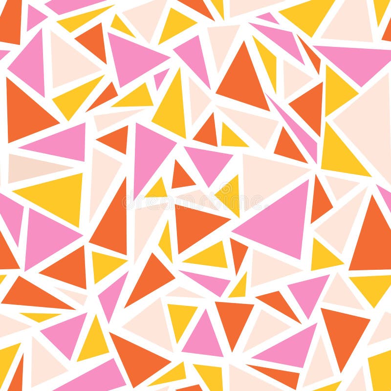 Geometric Abstract Triangle Collage Seamless Background. Pink Orange ...