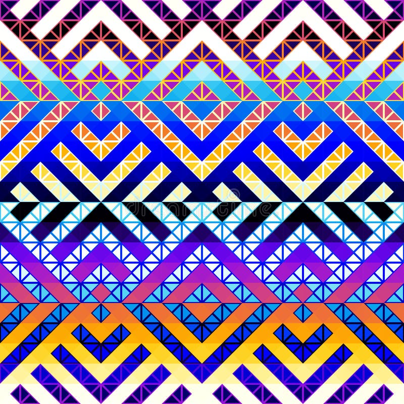 Geometric Abstract Triangles Pattern. Aztec Style. Seamless Vector ...