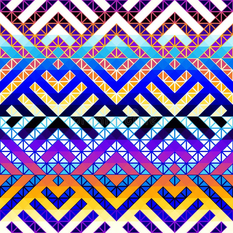 Geometric Abstract Triangles Pattern. Aztec Style. Seamless Vector ...
