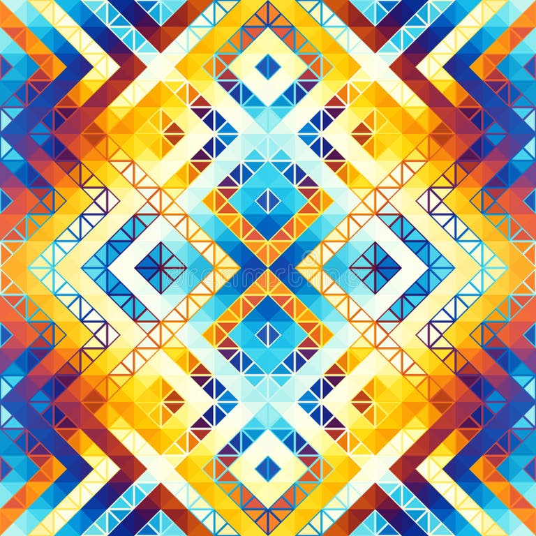 Geometric Abstract Triangles Pattern. Seamless Vector Image.. Aztec ...