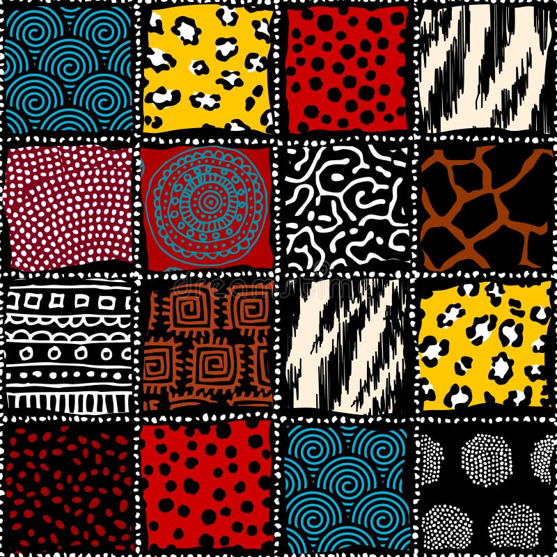Geometric Abstract Tribal Pattern. Afro Patchwork Style. Seamless Vector Image. Stock ...