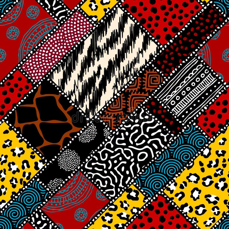 Geometric Abstract Tribal Pattern. Afro Patchwork Style. Seamless Vector Image. Stock Vector ...