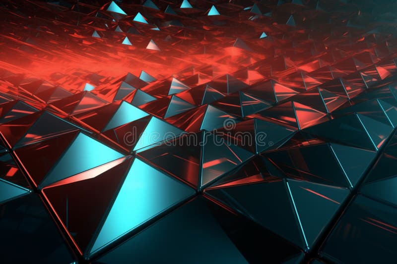 Geometric Abstraction 3D Rendering of Complex Structure, Glowing Pixel ...