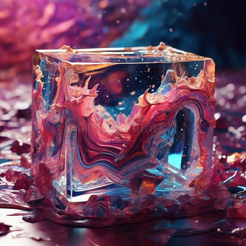 Geometric Abstraction, Deep 3D Depth Effect, Bright Fragments of Broken ...