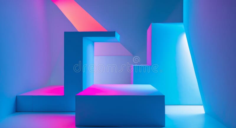Geometric Abstraction in Neon Colors. Modern Architecture and Light ...