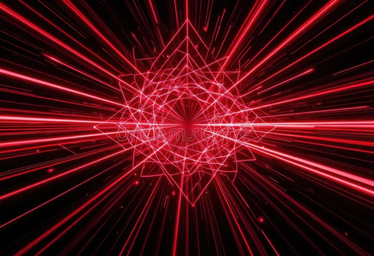Geometric Abstraction of Warp Speed Using Crimson Light Trails and Clean Lines. Stock ...