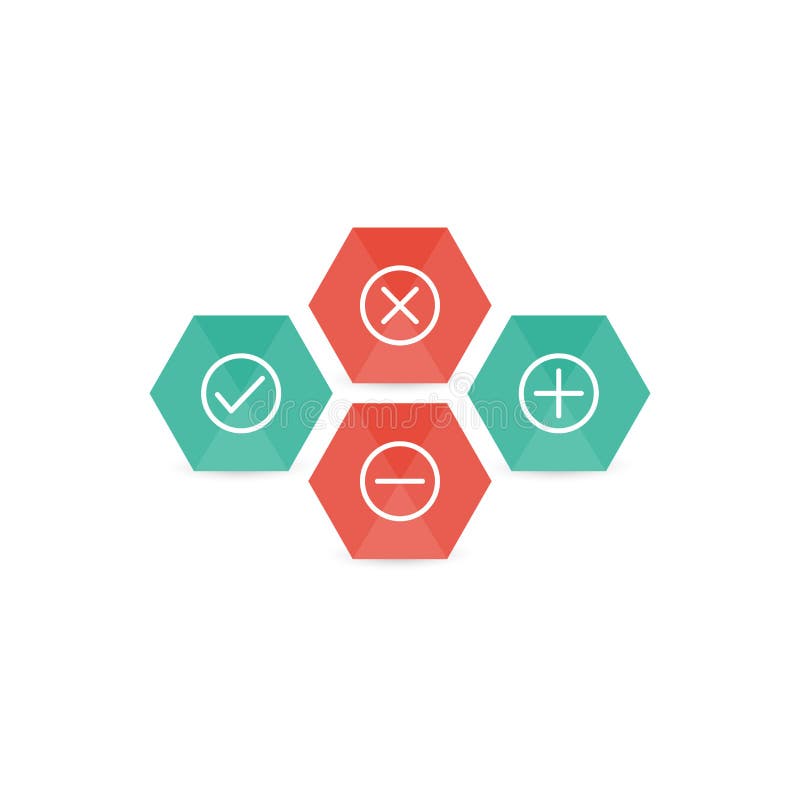 Geometric Add Remove Icon Marks Stock Vector - Illustration of agree ...