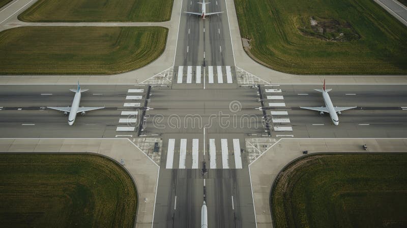 Geometric Airport Runway Layout with Sleek Silver Stock Photo - Image ...