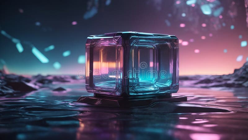 Geometric, Alien Space Cube. Multicolored Background. Stock ...