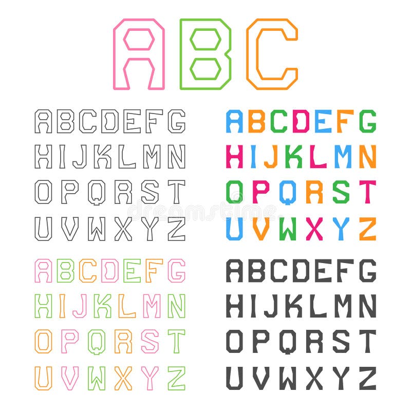 Geometric Alphabet. Line Font. Graphic ABC Stock Vector - Illustration ...