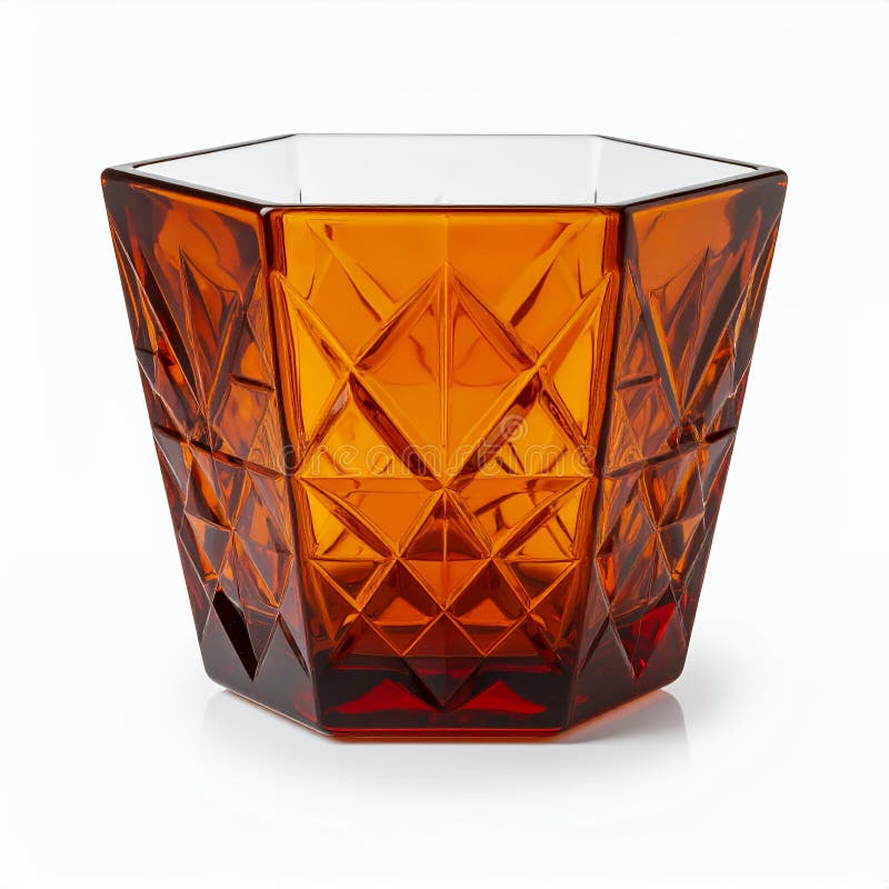 Geometric Amber Glass Vessel, a Stylish Decorative Object for Home ...