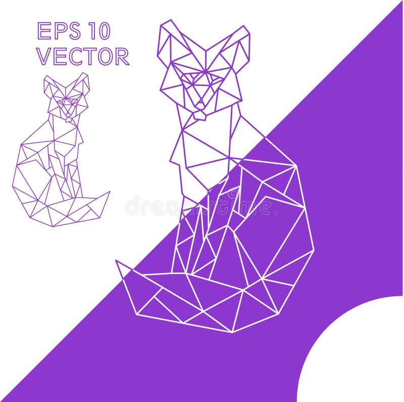 Geometric Animal Fox Outline Stock Vector - Illustration of sign ...
