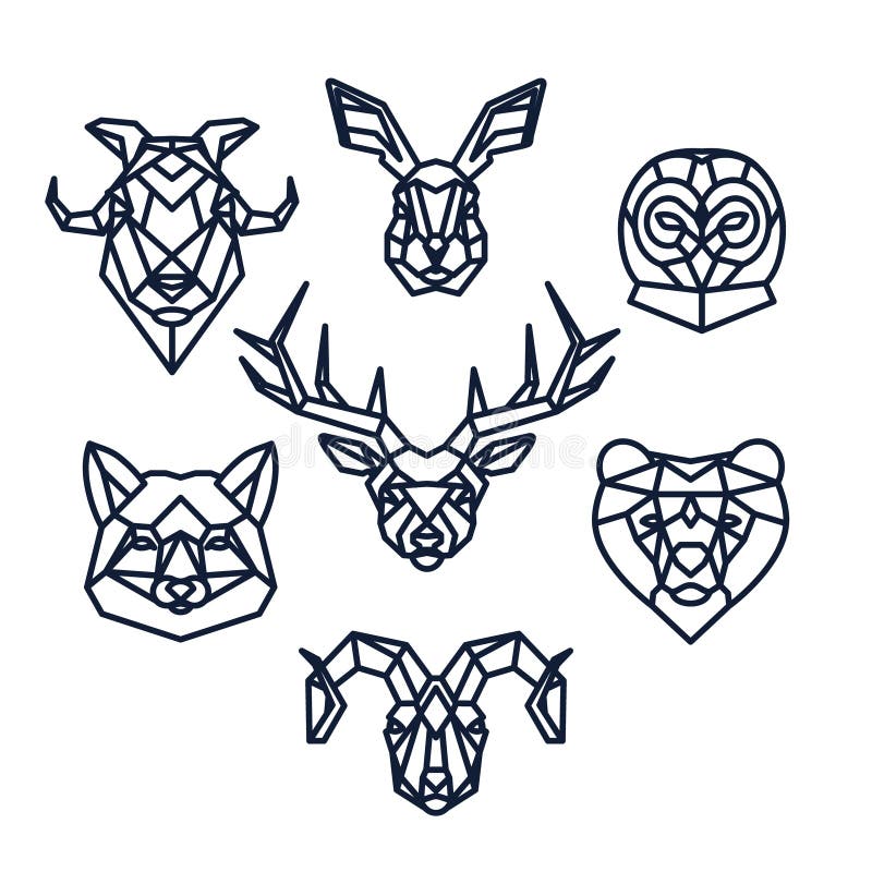 Geometric Animal Head Set Stock Illustrations – 2,077 Geometric Animal ...