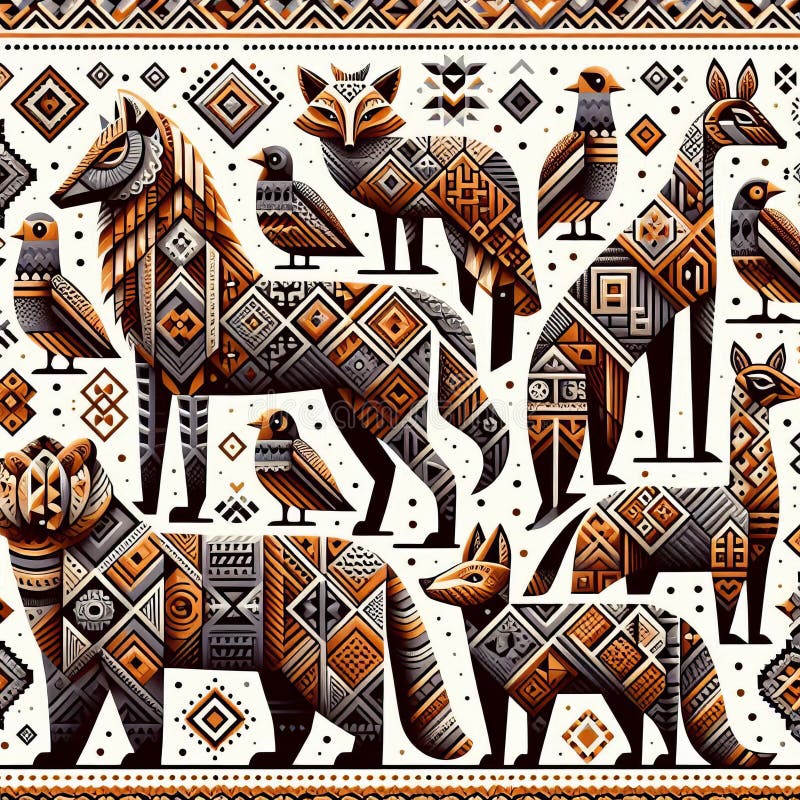 Geometric Animal Pattern a Repeating Pattern Featuring Stylized Stock ...