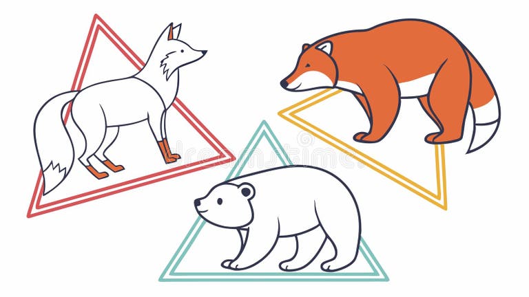 Geometric Animals Fox Bear Wolf Triangle Design, Vector Design ...