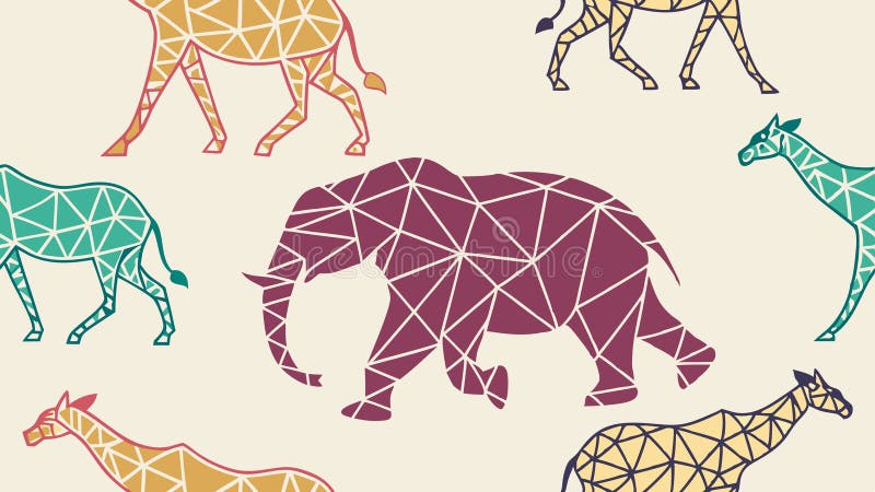 Geometric Animals Pattern, Wildlife Art Texture, Vector Design ...