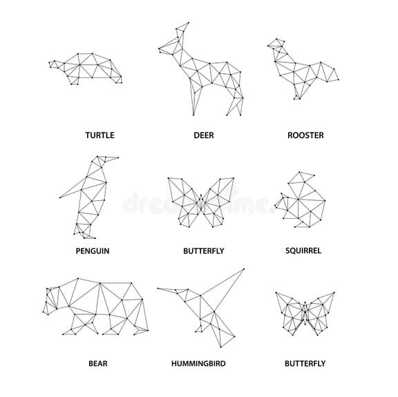 Geometric Animals Silhouettes. Set of Polygons Stock Vector ...