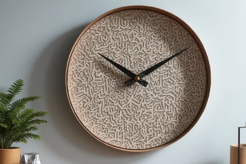 Geometric Arabic Calligraphy Wall Clock Stock Illustration ...
