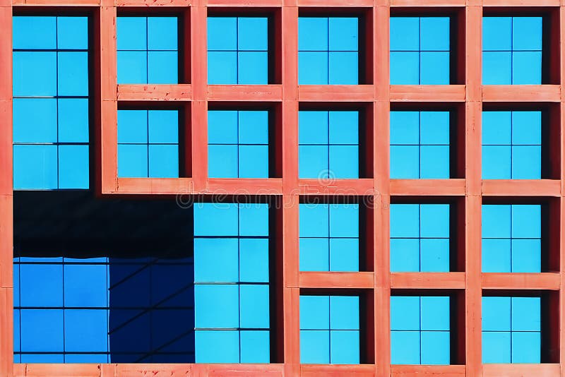 Geometric Architectural Background of Blue. Skyscraper Glass Windows ...