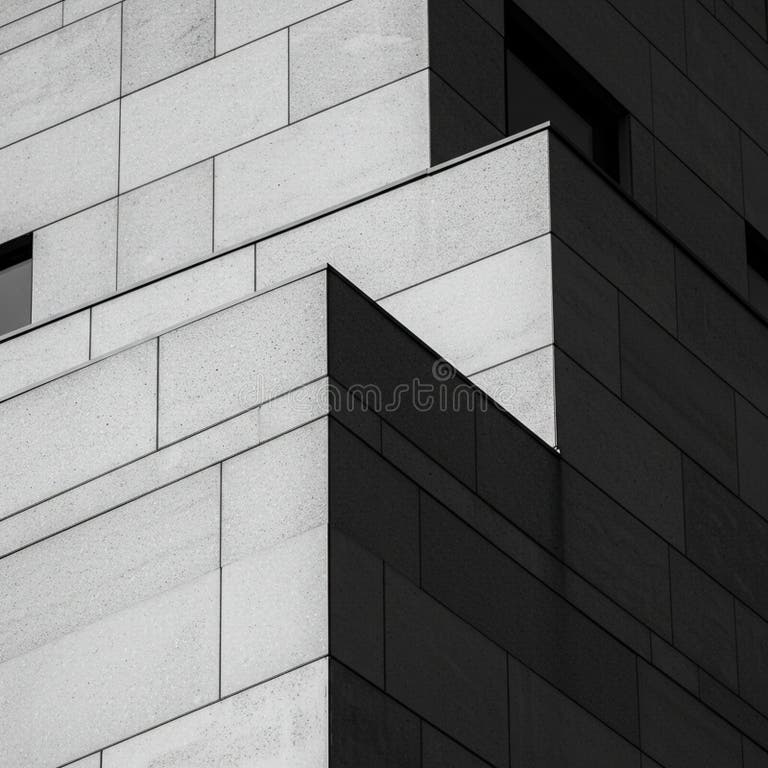 Geometric Architectural Facade with Overlapping Rectangular Panels ...