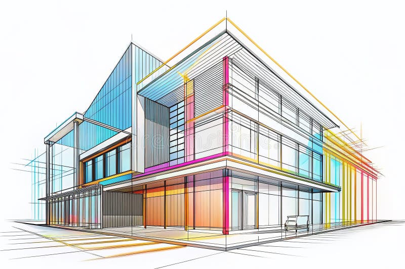 Geometric Architecture Line Art a Minimalist Design Inspired by Simple ...