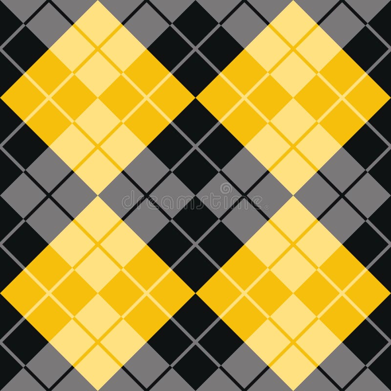 Argyle Pattern in Black and Yellow Stock Vector - Illustration of ...