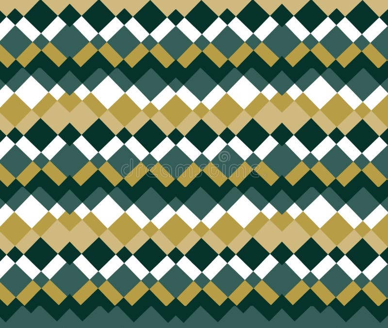 Geometric Argyle Pattern in Green and Gold Colors Stock Illustration ...