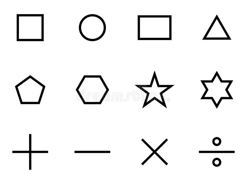Geometric and Arithmetic Symbol Set - Simple Shape Collection Stock ...