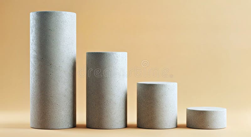 Geometric Arrangement Four Concrete Pillars Different Heights Stock ...