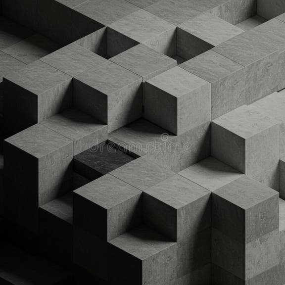 A Geometric Arrangement of Interlocking Gray Cubes Forms a Three ...
