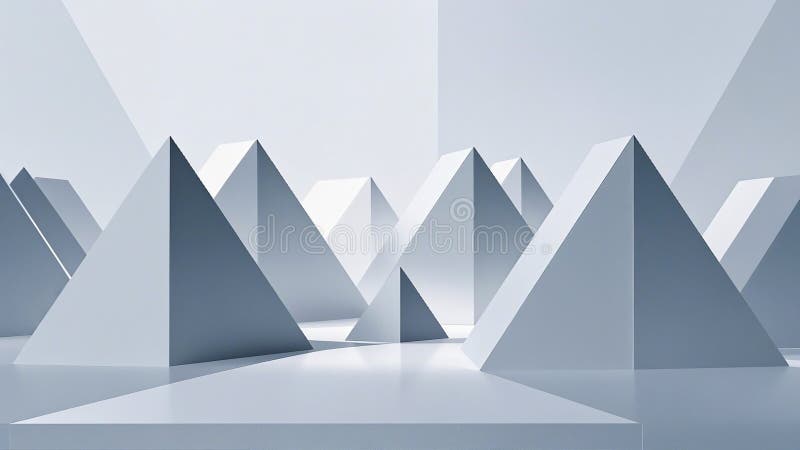 Blue Origami Triangle Pattern Forms a Light 3D Geometric Design Stock ...