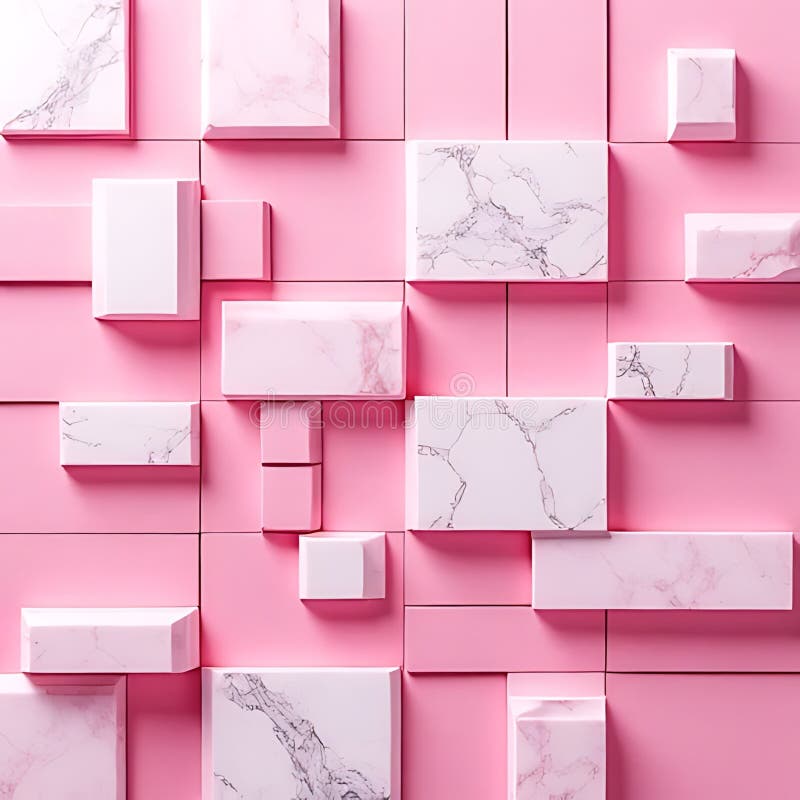 A Geometric Arrangement of Pink and Marble Blocks Creates a Modern ...