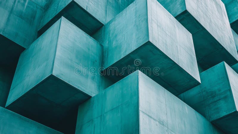 Geometric Arrangement of Teal Concrete Blocks, Abstract Architecture ...