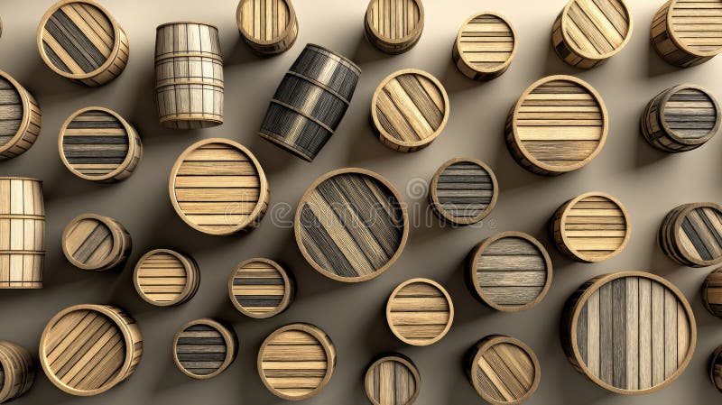 Geometric Arrangement of Wooden Barrels Creating a Striking Visual ...