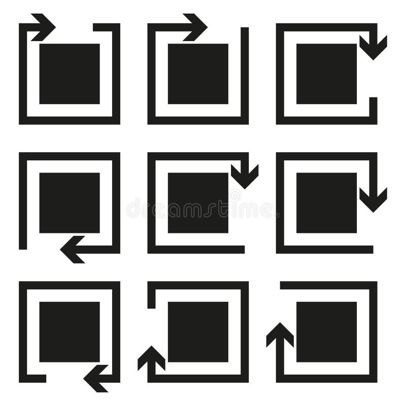 Geometric Arrow Pattern. Square Frame Symbols. Directional Block ...
