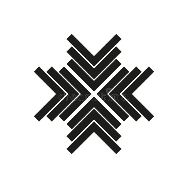 Geometric Arrow Pattern. Symmetrical Abstract Design. Black Vector Icon ...