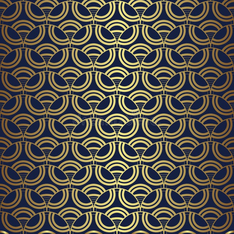 Geometric Art Deco Circles Lines Seamless Pattern Stock Vector ...