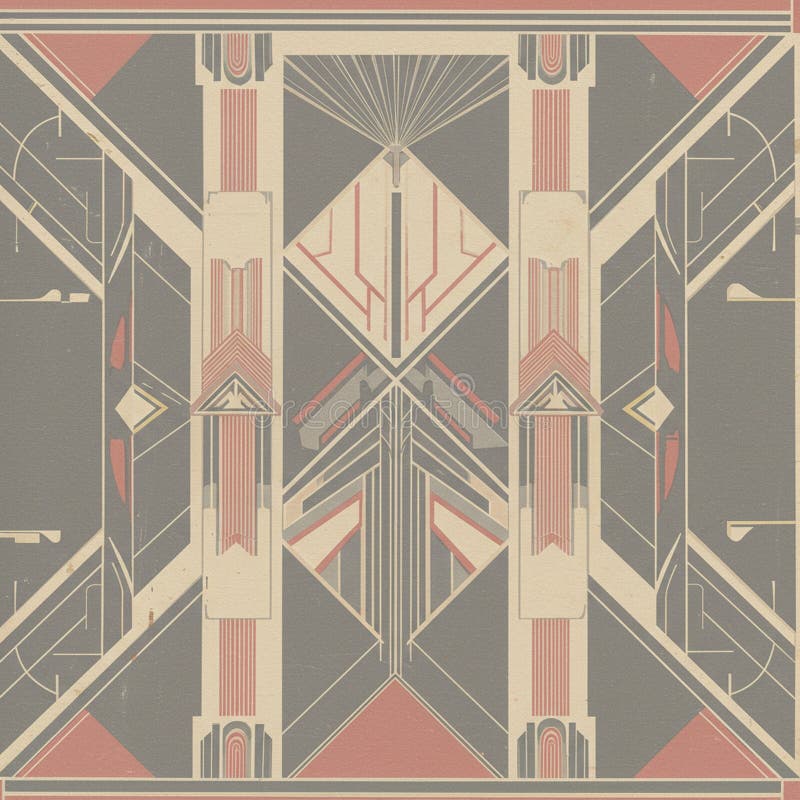 Geometric Art Deco Pattern Featuring Symmetrical Designs with Vertical ...