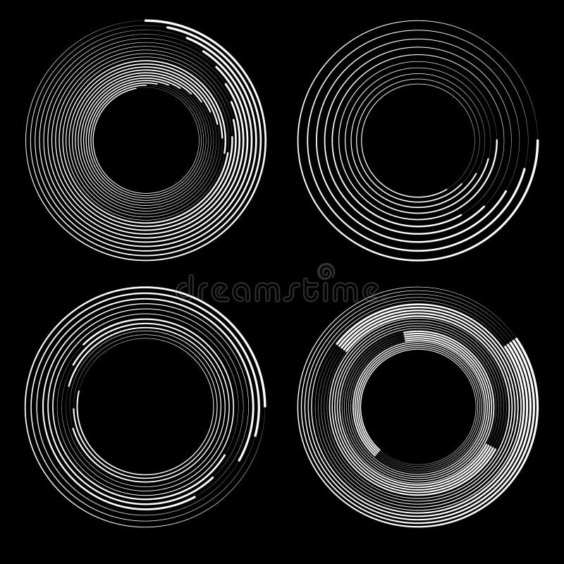 Set of White Abstract Speed Lines in Round Form Stock Vector ...