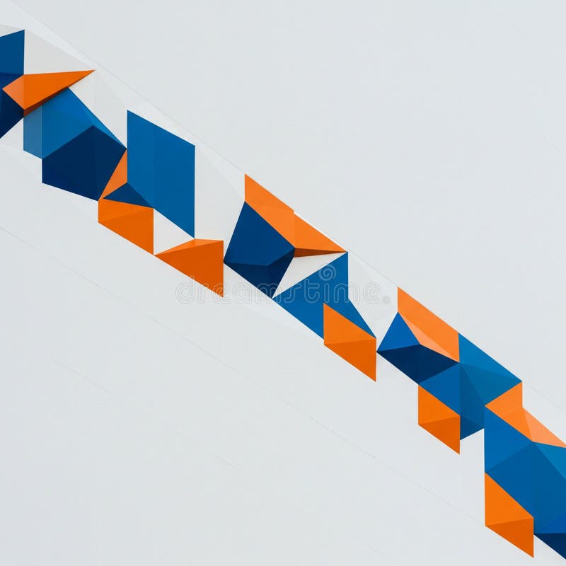 Geometric Art Installation Featuring Interlocking Blue and Orange ...