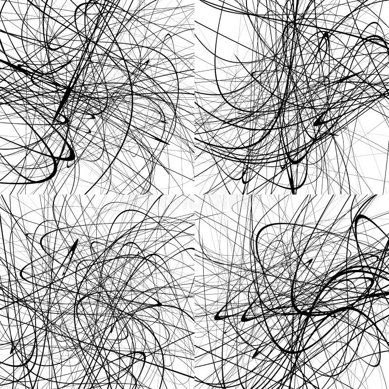 Geometric Art With Random Chaotic Intersecting Lines Set Of 4 V Stock