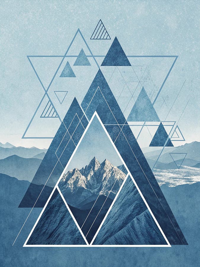 Sharp Contrast: Sapphire Triangles on Sky Blue Stock Illustration ...