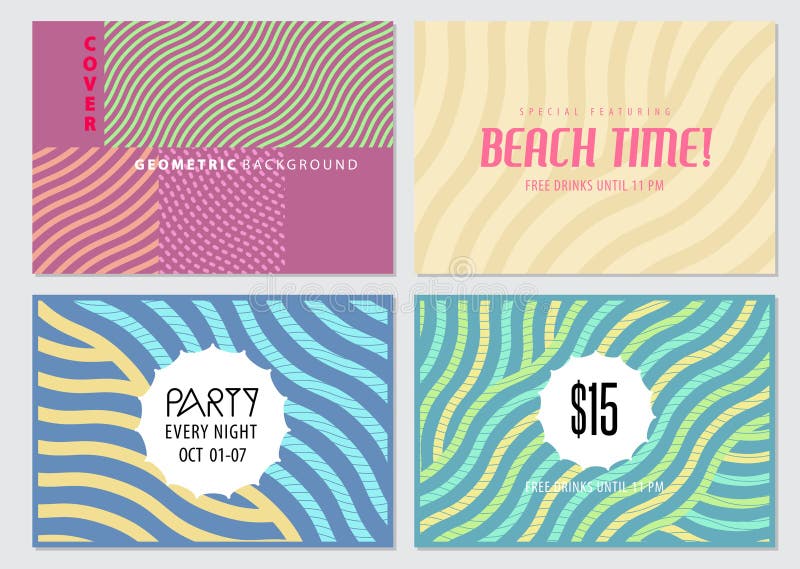 Geometric Background Collection. Summer Vibe. Wavy Patterns Stock ...