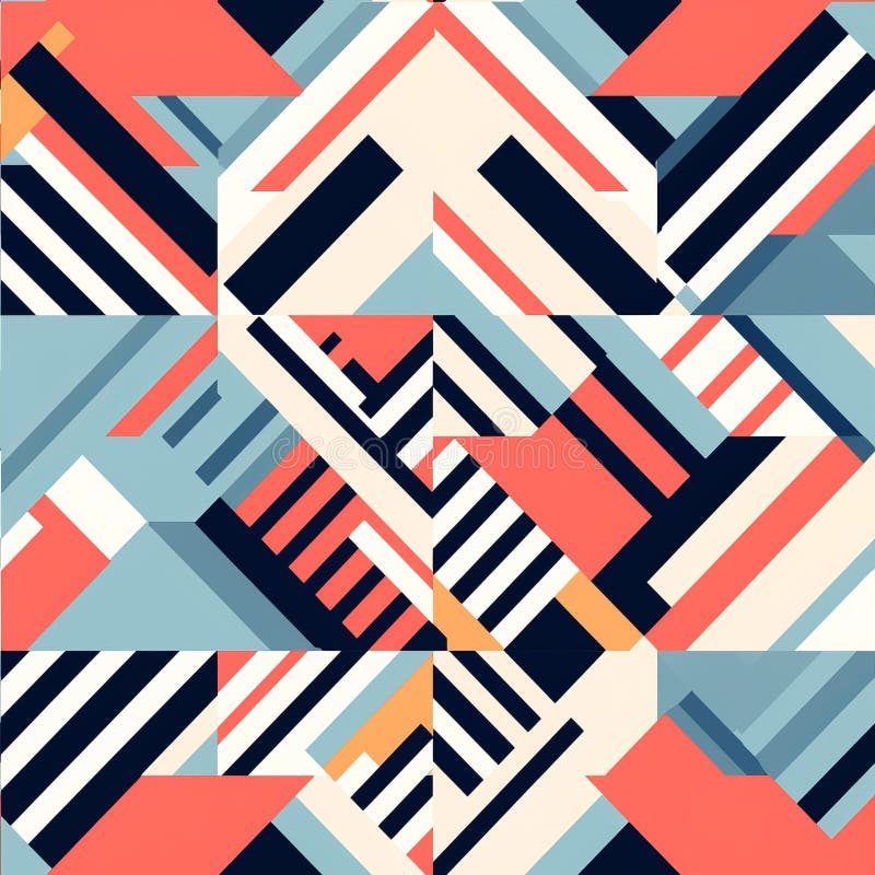 Bold Geometric Pattern with Red, Blue, and Black Lines Stock ...