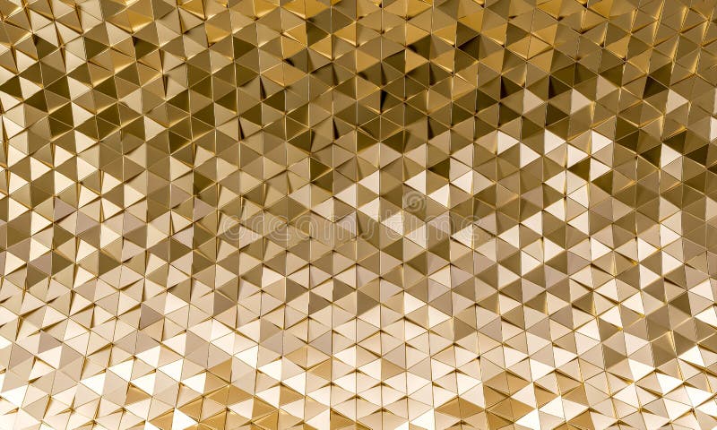 Geometric Background with Gold Triangles on Curved Surface Stock ...
